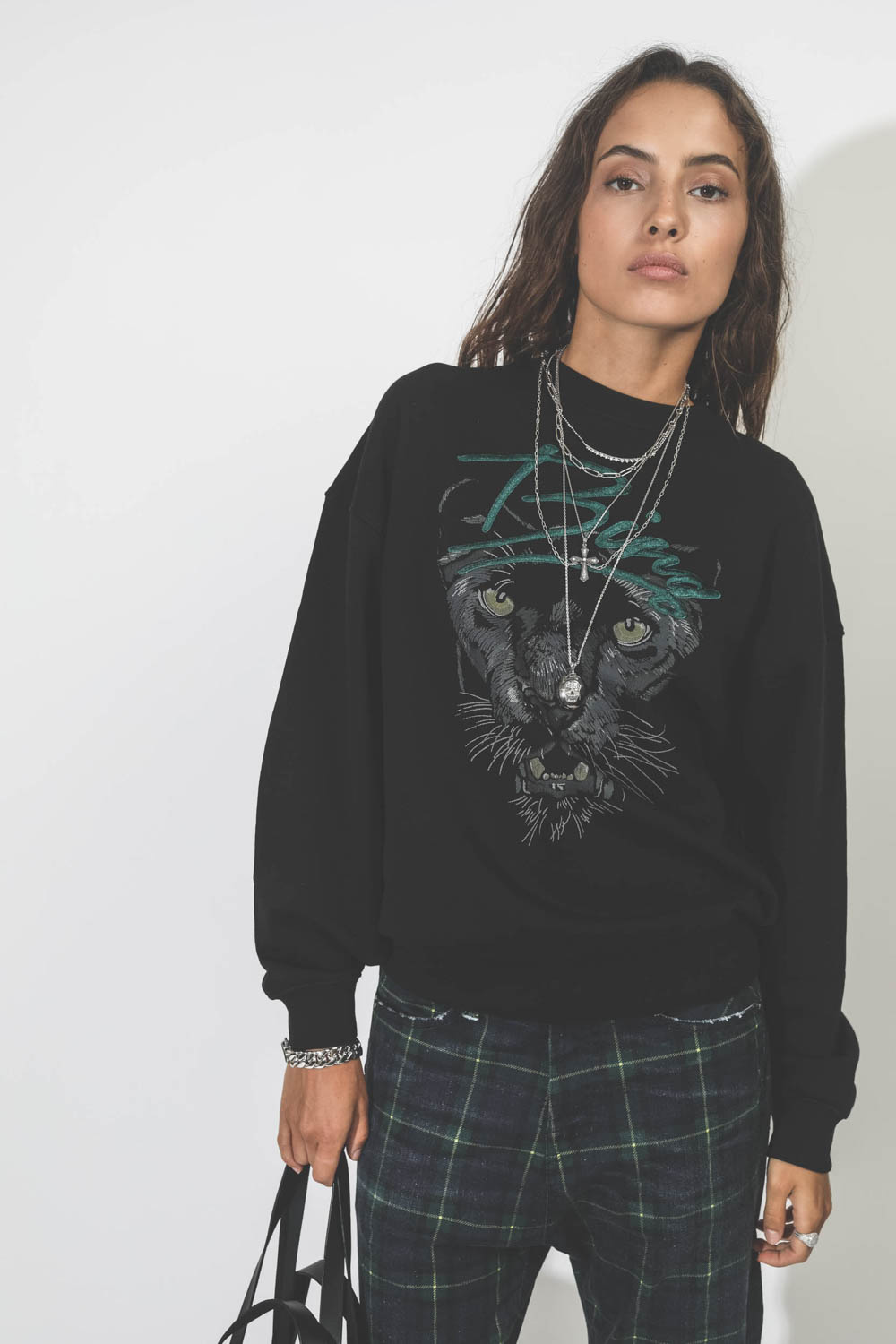 Anine Bing Kenny Sweatshirt Panther - Vintage Black